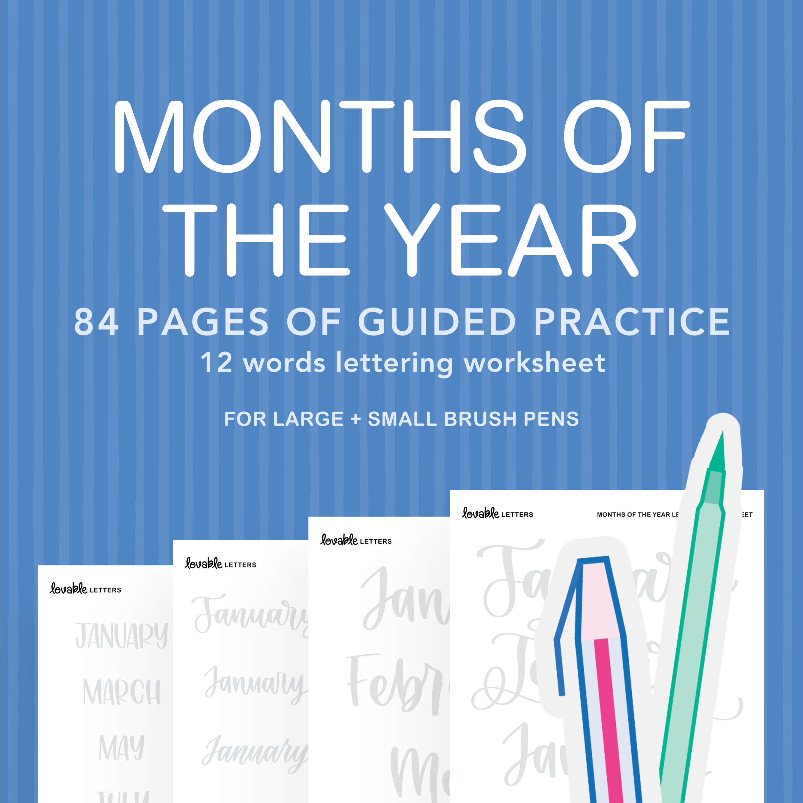 Months of the Year Lettering Worksheet – Shop Lovable Letters