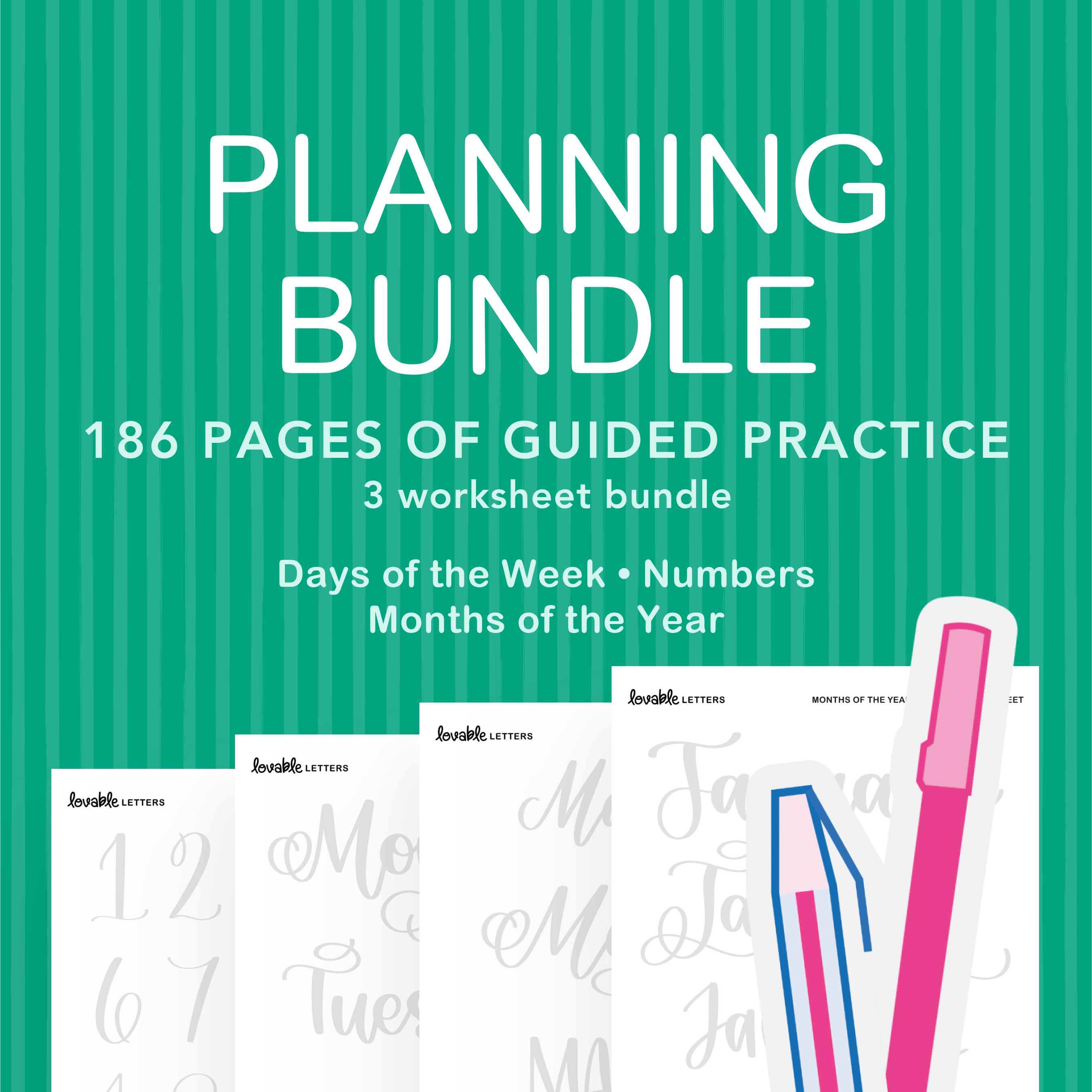 Planning Lettering Worksheet Bundle – Shop Lovable Letters