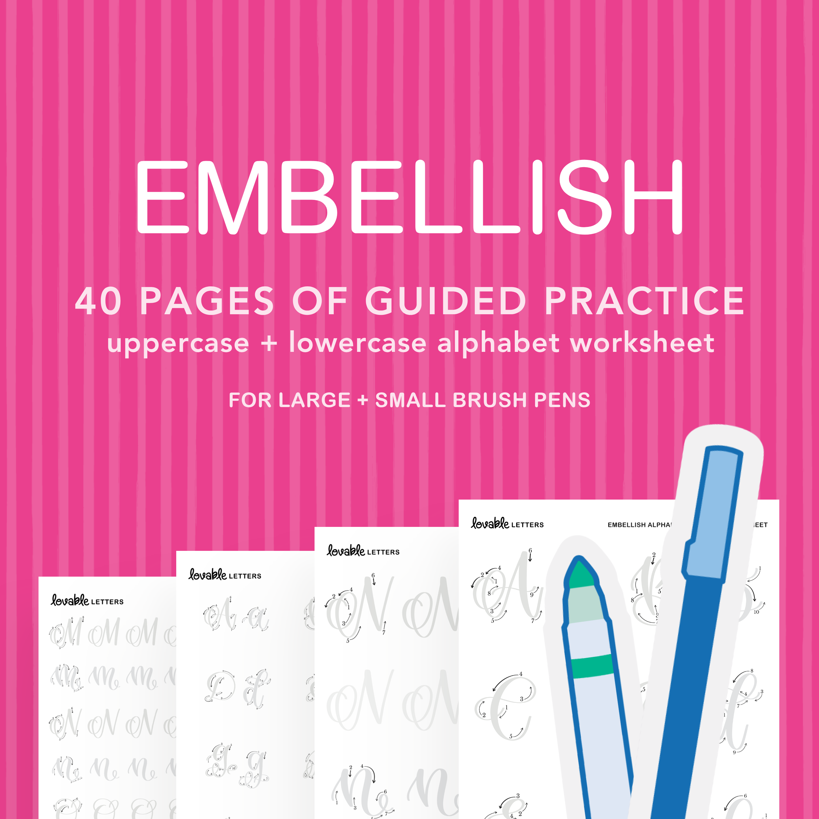 Embellish Alphabet Lettering Worksheet – Shop Lovable Letters