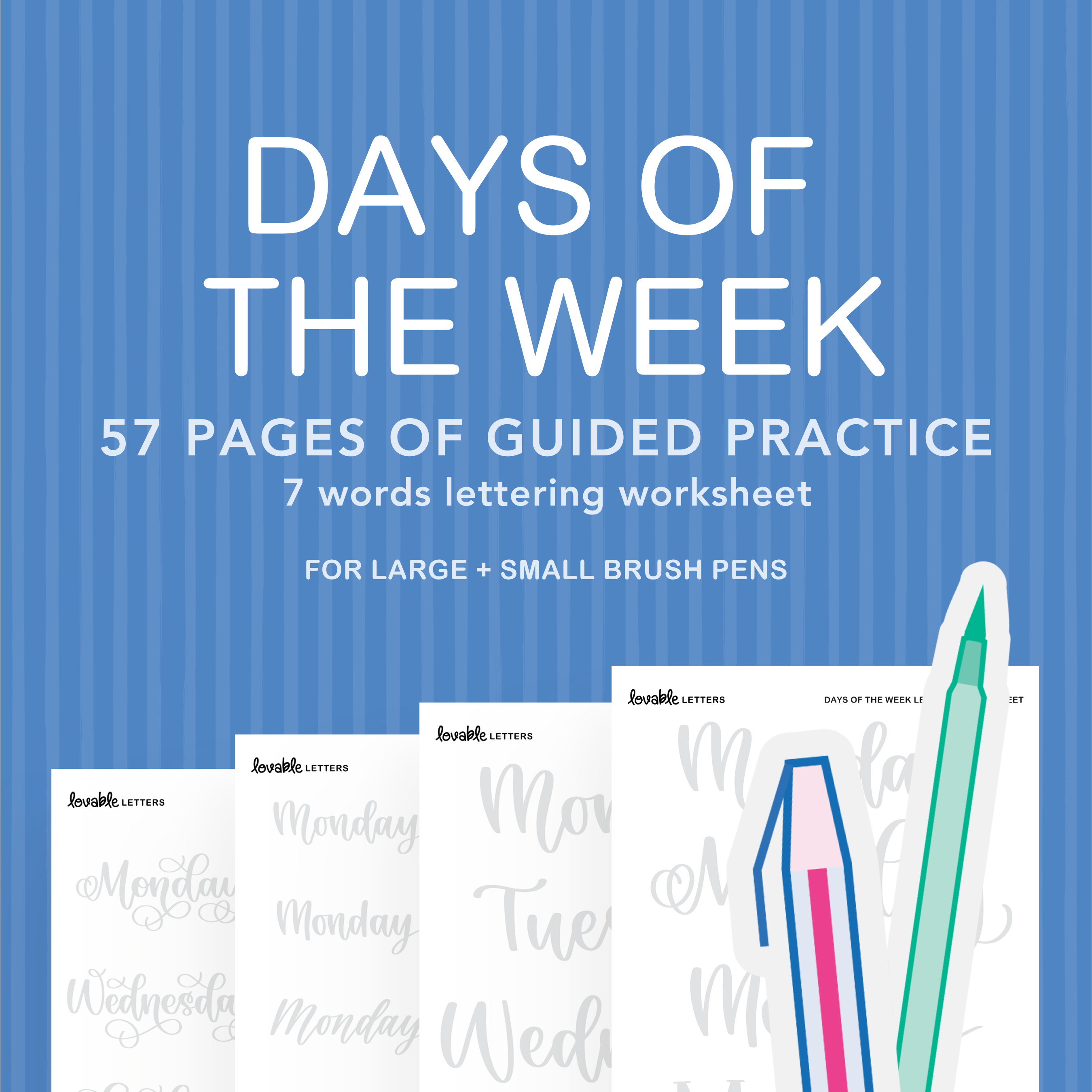 Days of the Week Lettering Worksheet – Shop Lovable Letters