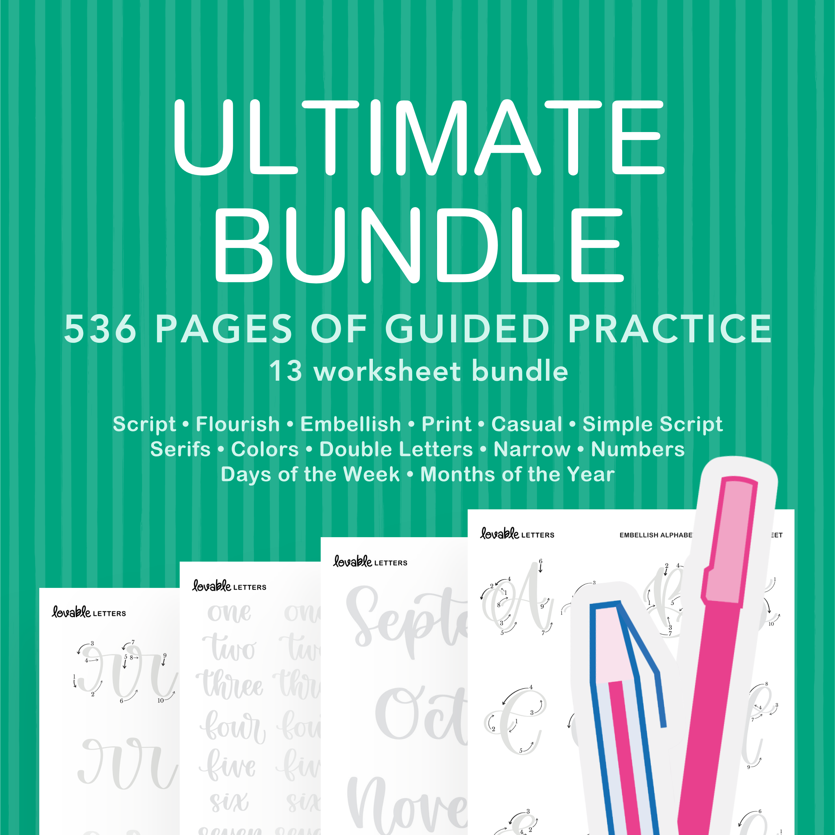Ultimate Lettering Worksheet Bundle – Shop Lovable Letters